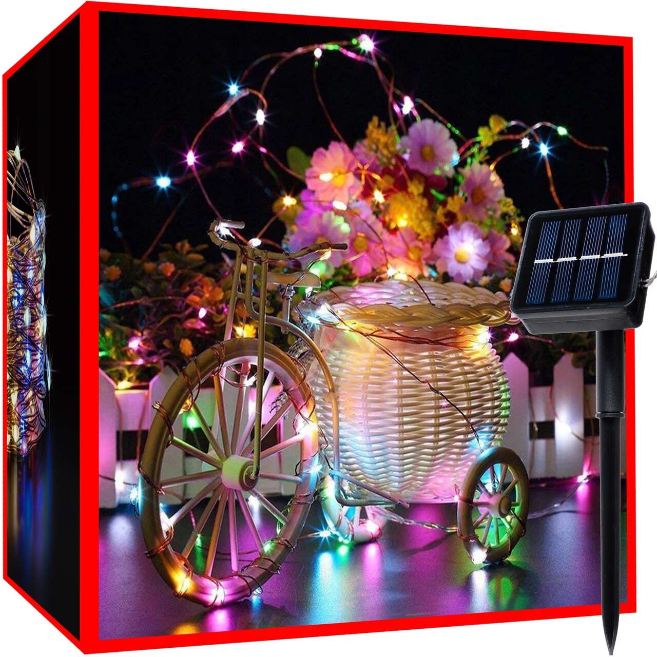 Instalatie luminoasa cu incarcare solara, multicolor, 8 moduri ...