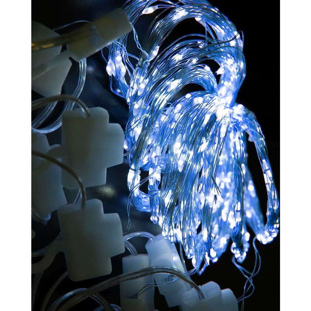 Instalatie luminoasa de Craciun, interior, 300 micro LED, 8 moduri, alb ...