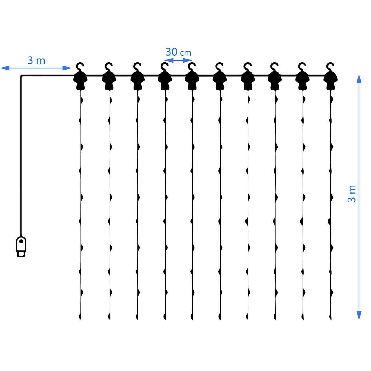 Instalatie luminoasa de Craciun, interior, 300 micro LED, 8 moduri ...