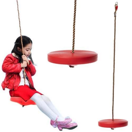 Leagan pentru copii, plastic, rotund, rosu, max 150 kg, 28x100/175 cm ...