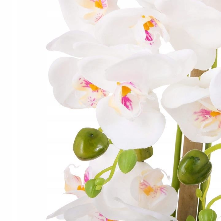 Orhidee arificiala cu ghiveci din ceramica, alba, 55 cm, Springos ...