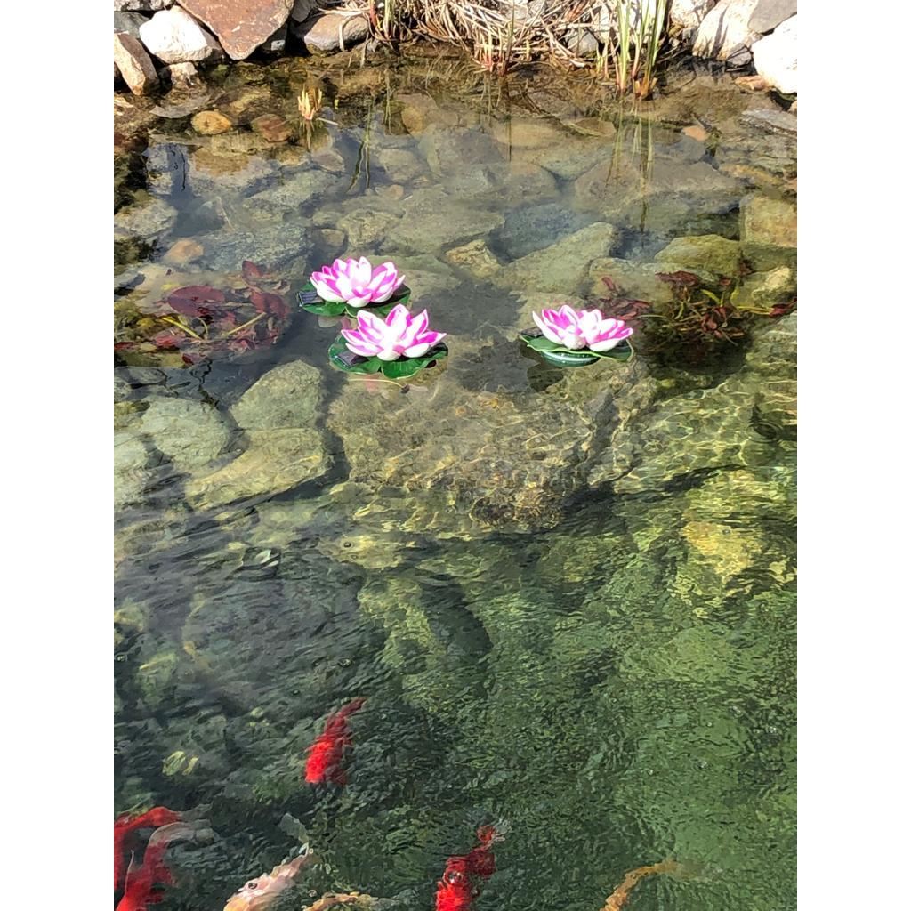 Lampa solara de gradina/apa, LED, floare de nufar roz, 18x18x6 cm ...