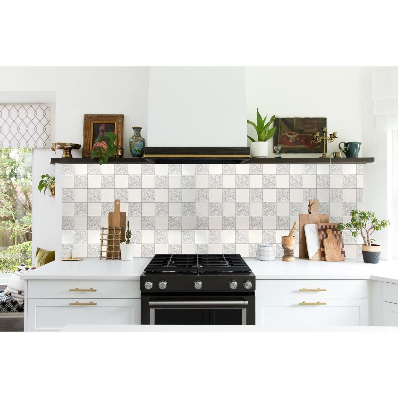 Panou decorativ, PVC, model marmura, alb si gri, 96x48.5cm - Artool.ro