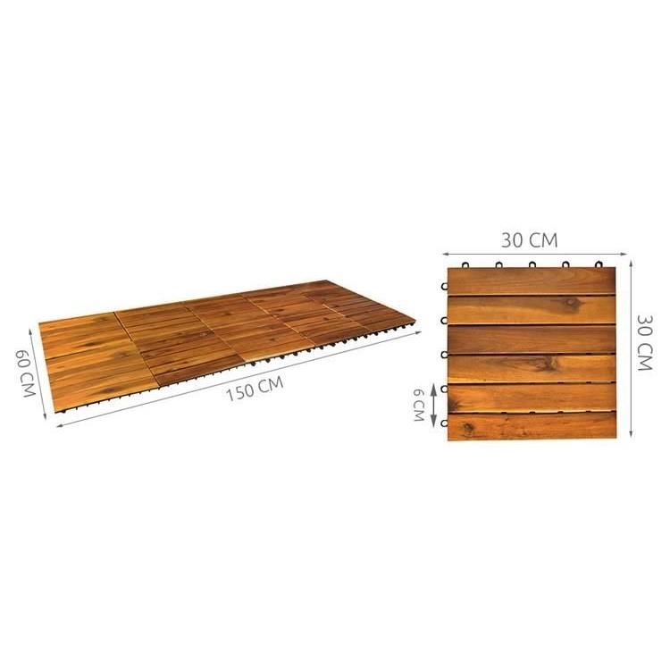 Podea de gradina/balcon din lemn, 10 buc, 30x30 cm, Malatec - Artool.ro