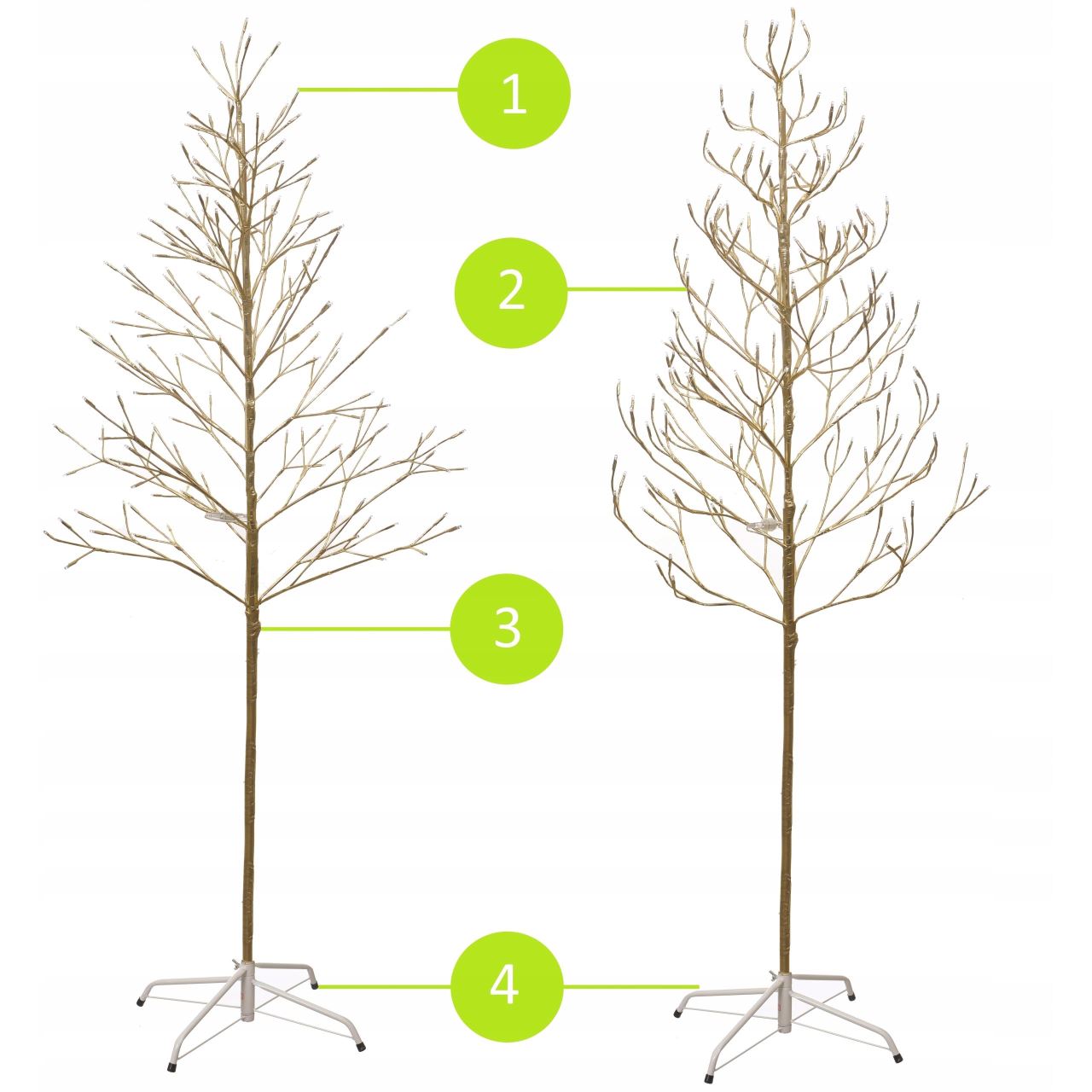 Pom decorativ cu lumini, auriu, 180 LED, IP20, 150 cm - Artool.ro