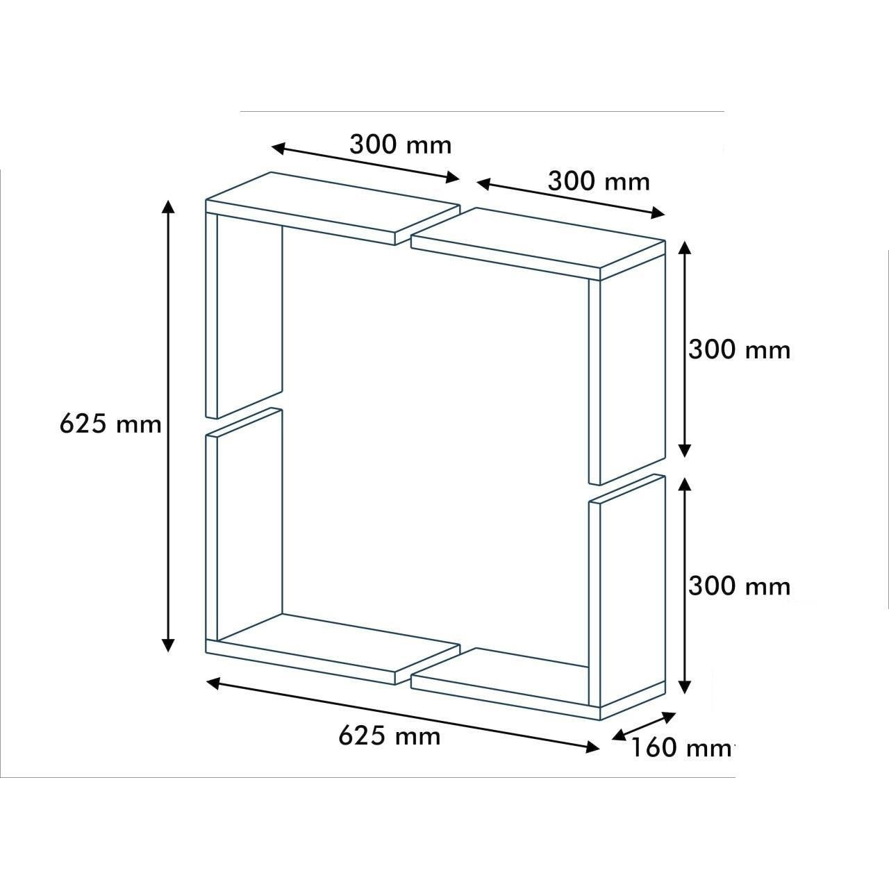 Raft decorativ perete, modular, suspendat, pal melaminat, negru, 62 ...