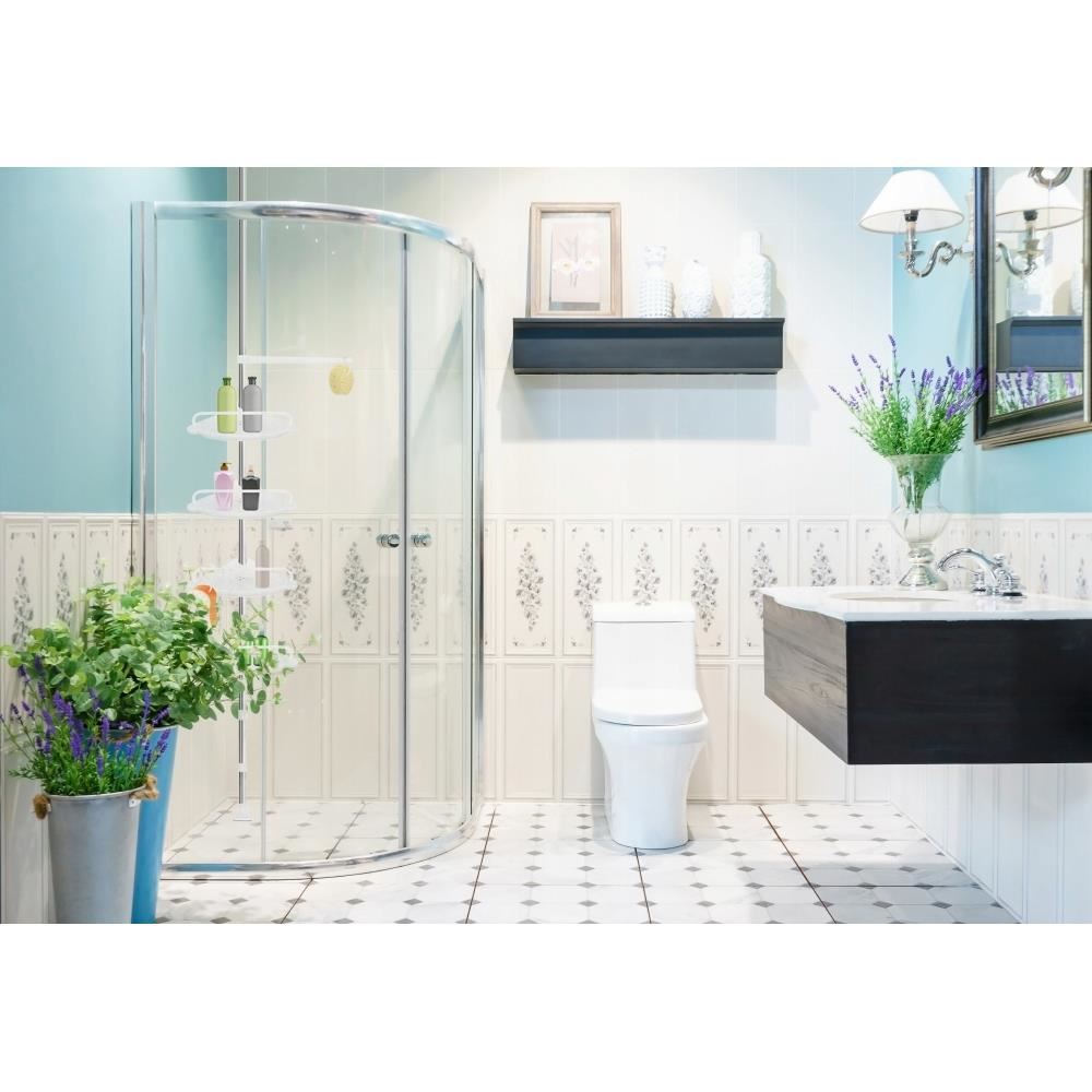 Raft pentru dus, de colt, metalic, 4 rafturi, reglabil, 230/292 cm ...