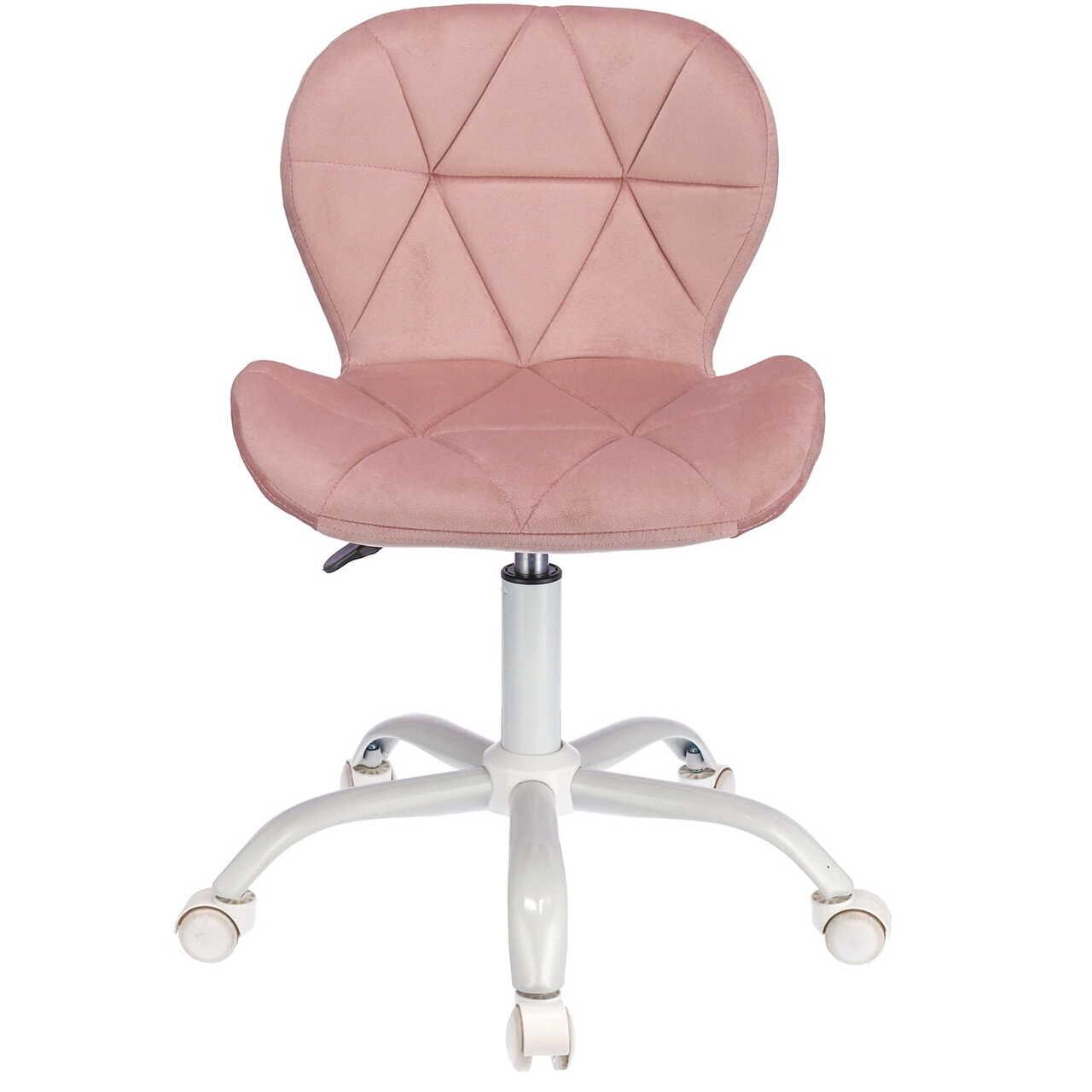 Scaun de birou, Jumi, Endo, rotativ, catifea, roz si alb, 46x52x73-85 ...