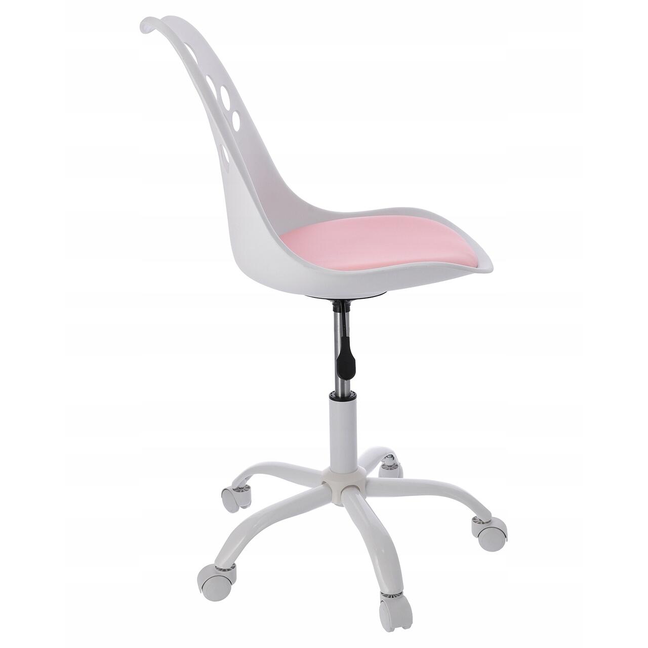 Scaun de birou, Jumi, Joy, rotativ, PP, alb si roz, 48x58x95 cm - Artool.ro