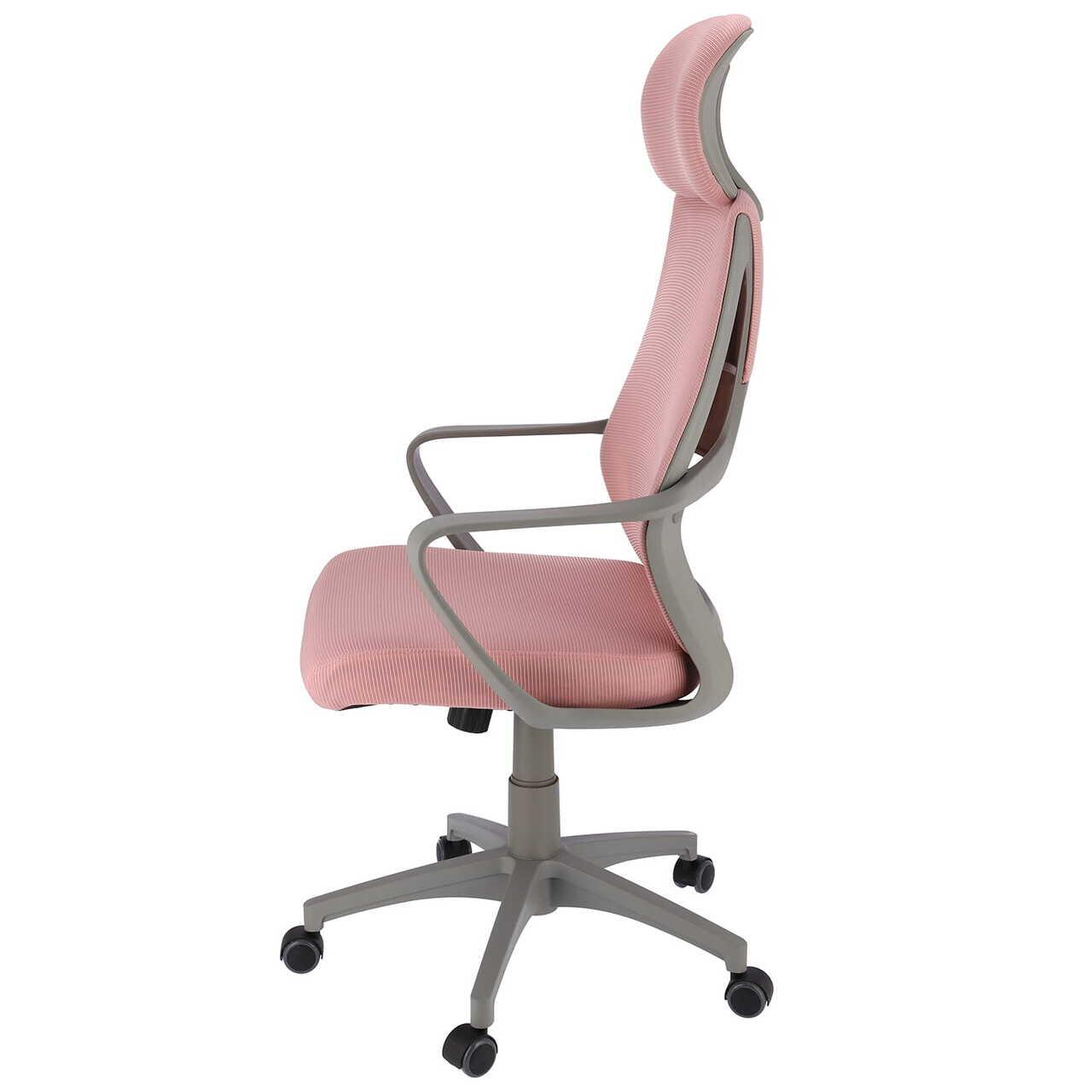 Scaun de birou, Jumi, rotativ, functie tilt, plasa, roz si gri, max 120 ...