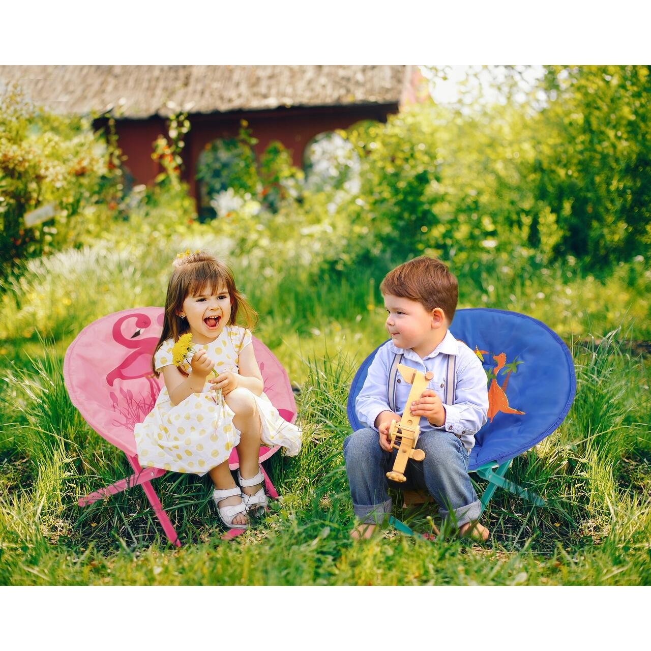 Scaun pliabil pentru camping, gradina, copii, Jumi, roz, max 35 kg ...