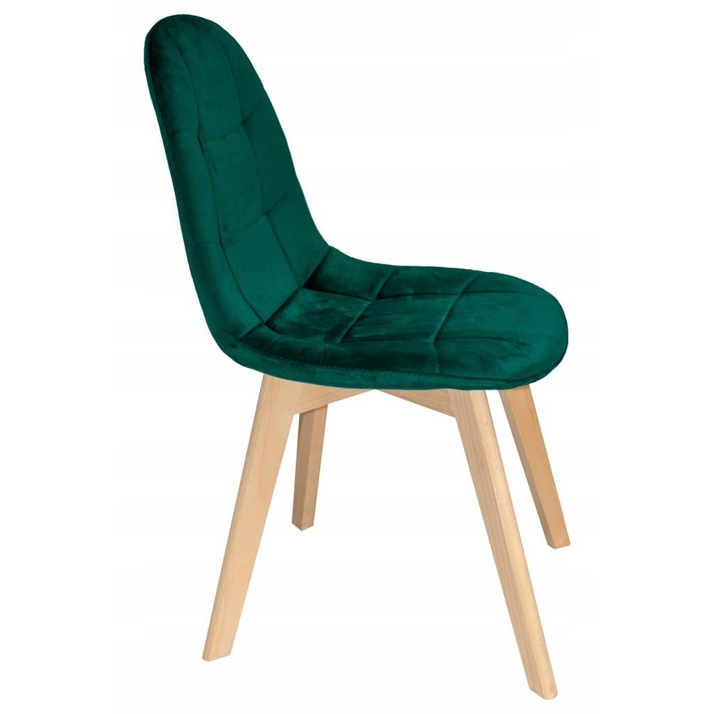 Scaune stil scandinav, catifea, verde inchis, set 4 buc, 46x50x73 cm ...