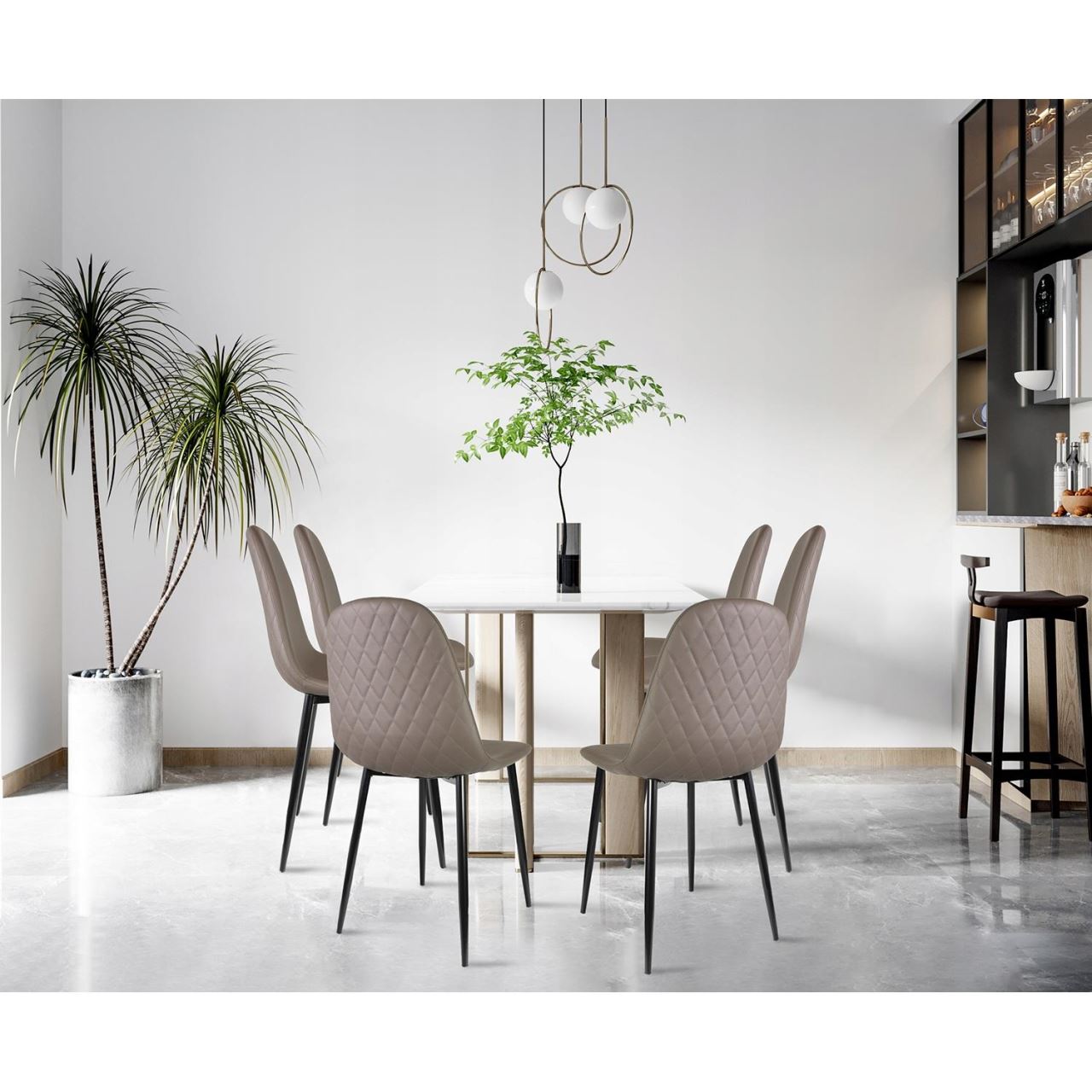 Scaun tip scandinav, tapitat, piele ecologica, model cusatura pe spate ...