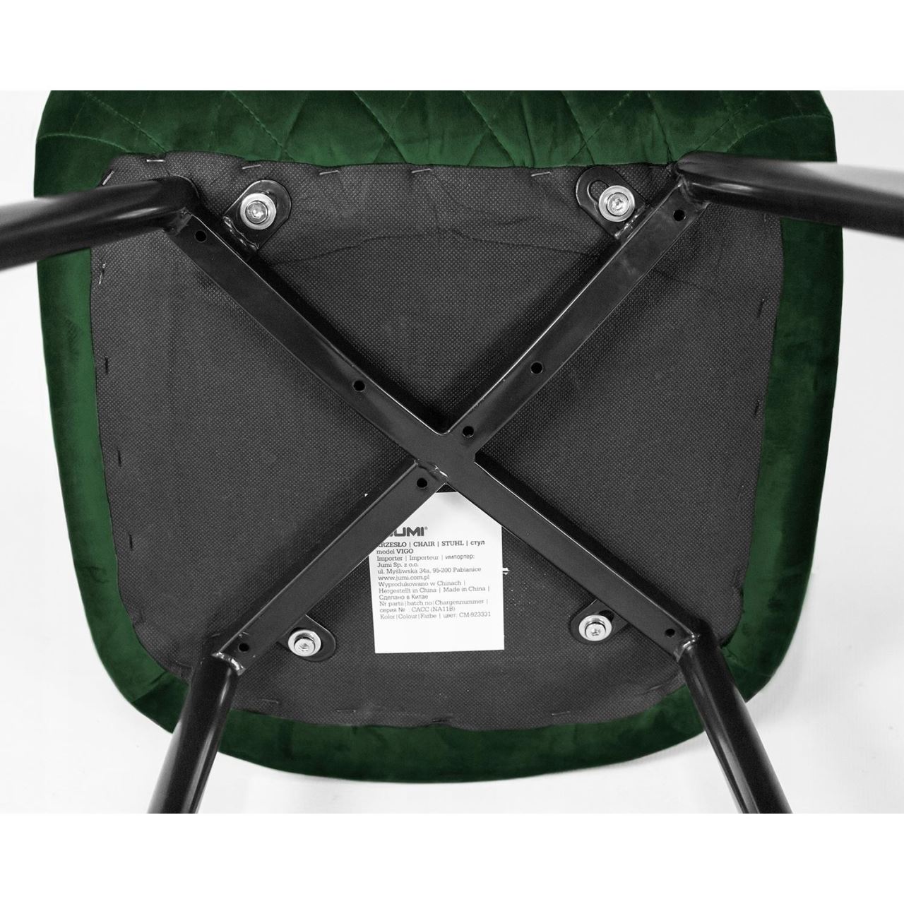 Scaun tip scandinav, catifea, model cusatura pe spate, verde inchis si ...