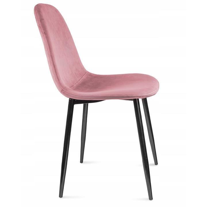 Scaune stil scandinav, catifea, model cusatura pe spate, roz si negru ...