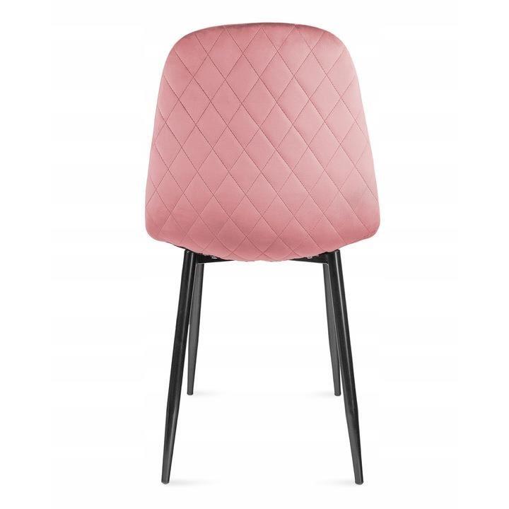 Scaune stil scandinav, catifea, model cusatura pe spate, roz si negru ...