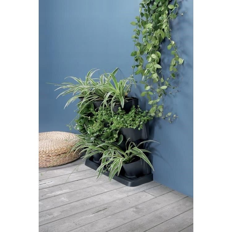 Ghivece decorative de flori, modular, antracit, 12x0.75 L, set 12 buc ...