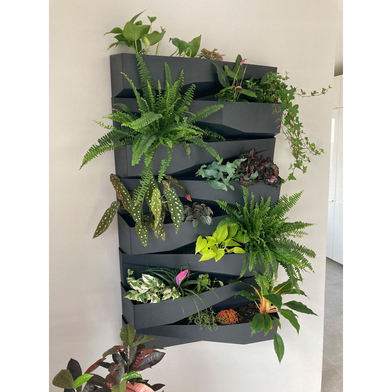 Ghivece decorative de flori, modular, antracit, set 2 buc, 78x19x35 cm ...