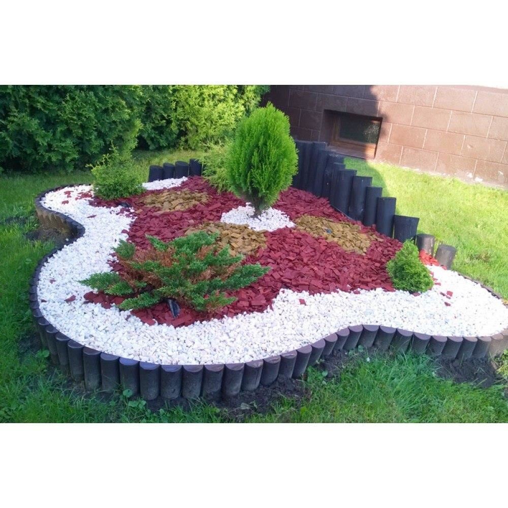 Bordura de gradina din plastic, negru, set 10 buc, 25x3x22.5 cm, 2.5 m ...