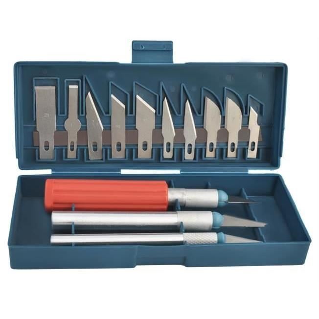 Set cutit/cutter de precizie, tip bisturiu, 16 buc, cu trusa - Artool.ro