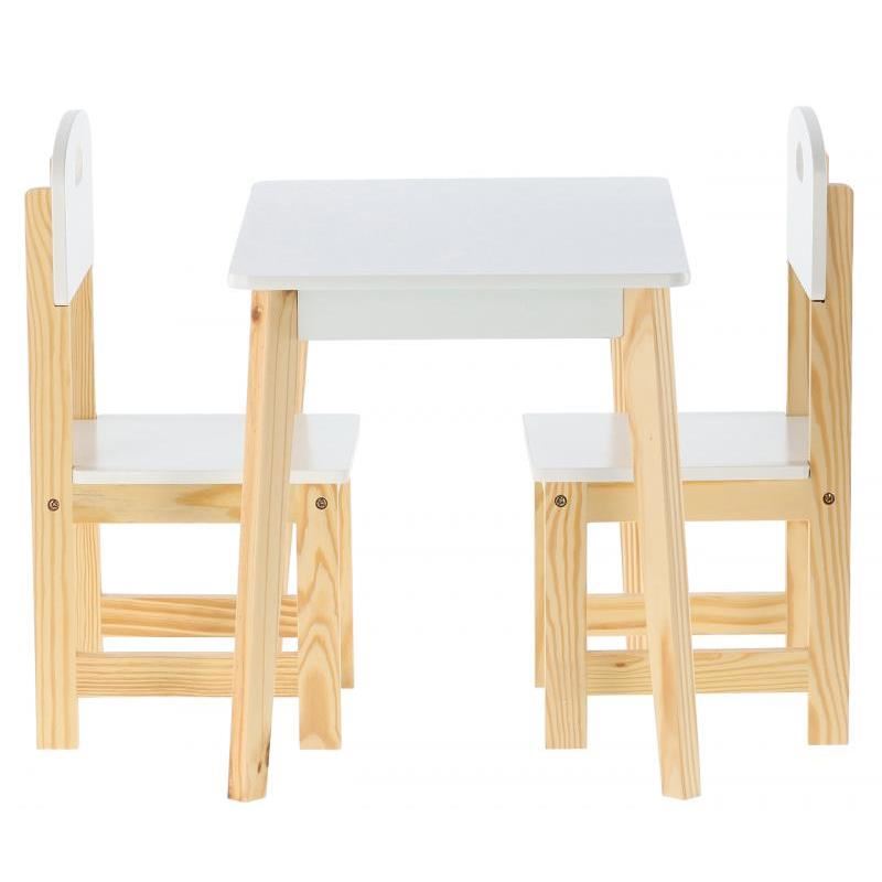 Set masa cu 2 scaune, pentru copii, lemn, MDF, alb, 60x40x46 cm, Daisy ...