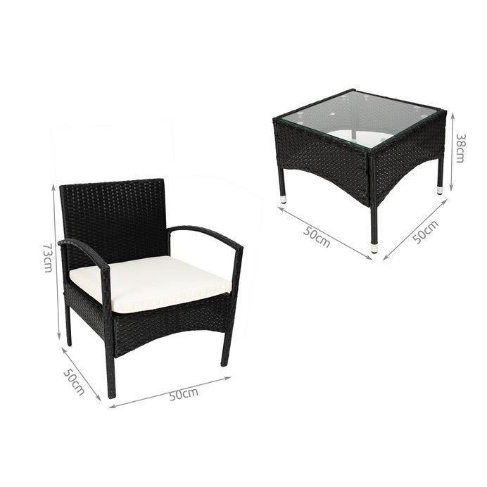 Set mobilier gradina/terasa/balcon, tehnoratan, negru cu perne albe, 1 ...