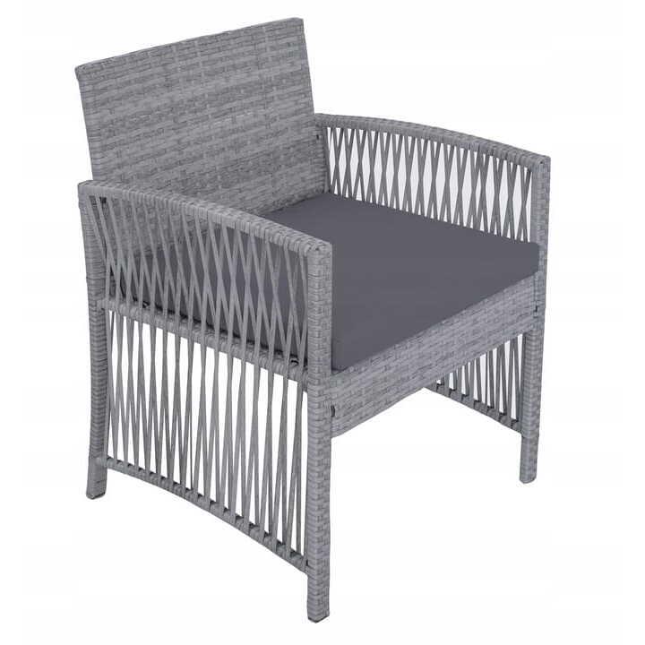 Set mobilier gradina/terasa, gri, 1 masa, 2 scaune, 1 canapea, Jumi ...
