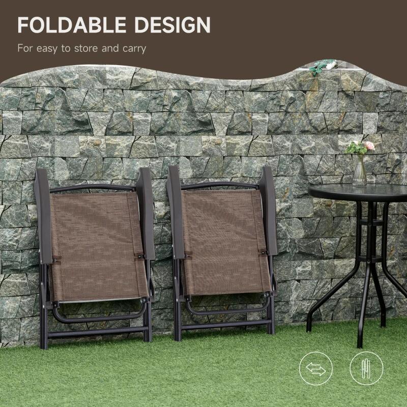 Set mobilier gradina/terasa, metal, blat sticla, maro, 1 masa, 2 scaune ...