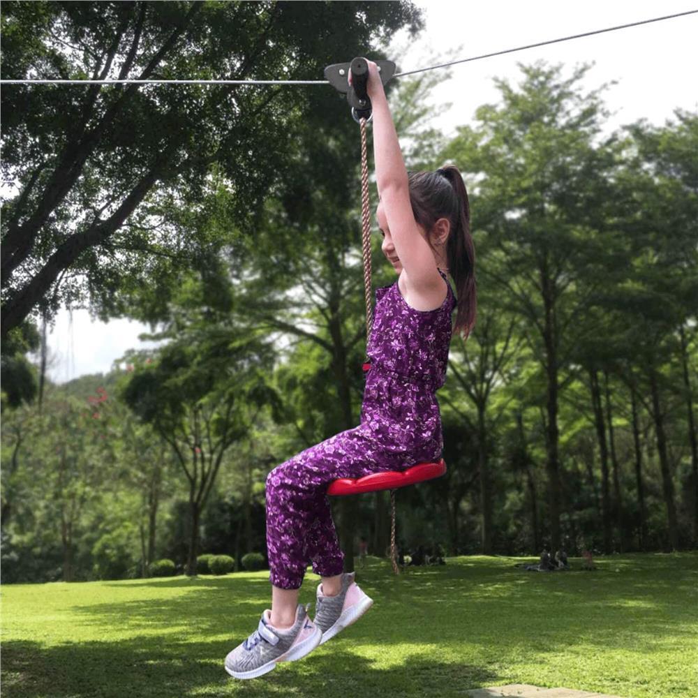 Set tiroliana copii, Springos, cu leagan rotund, maner, scripete ...