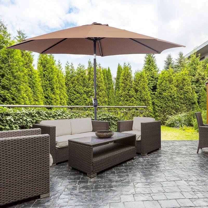 Umbrela gradina/terasa, cu inclinatie, manivela, cafeniu, 300 cm ...