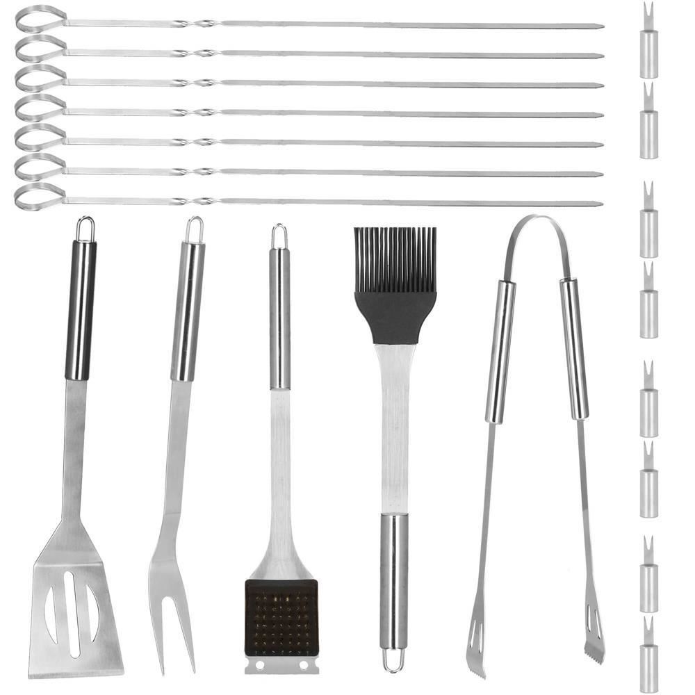 Ustensile pentru barbecue, grill, gratar, inox, set 20 piese, cu trusa ...