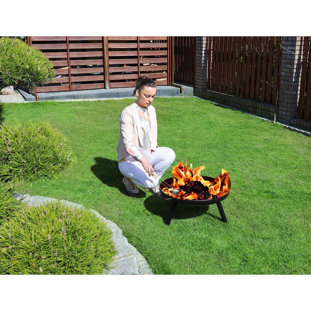 Vatra de foc, pentru gradina, inox, negru, 60x29 cm, Kaminer - Artool.ro