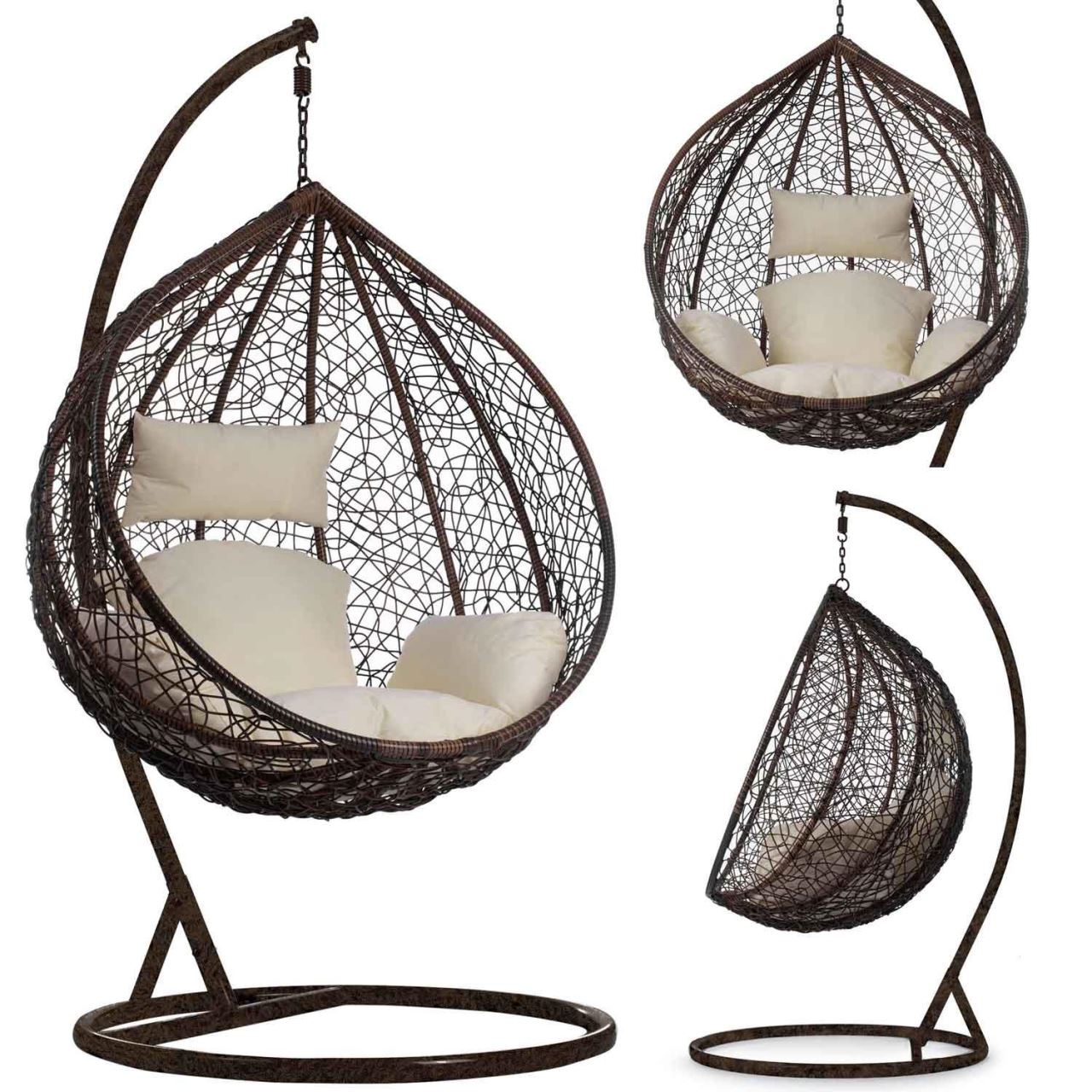 Scaun leagan suspendat, ratan sintetic, maro, marime S - Artool.ro