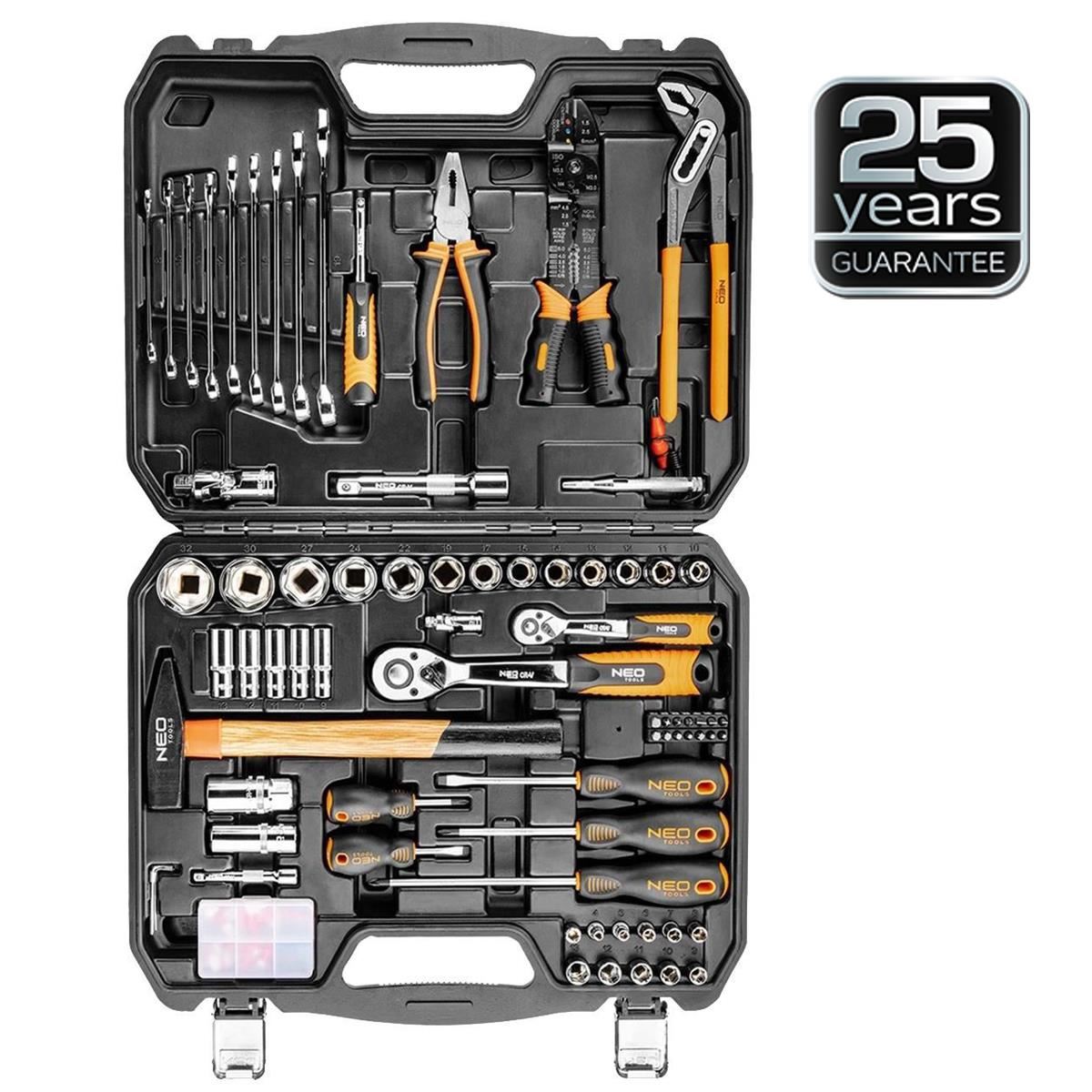 Trusa universala de scule, 100 piese + lanterna, NEO - Artool.ro