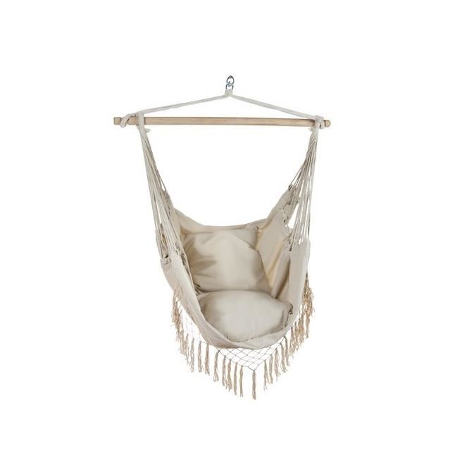 Hamac tip scaun, cu 2 perne, franjuri, bej, max 150 kg, 120x150 cm ...