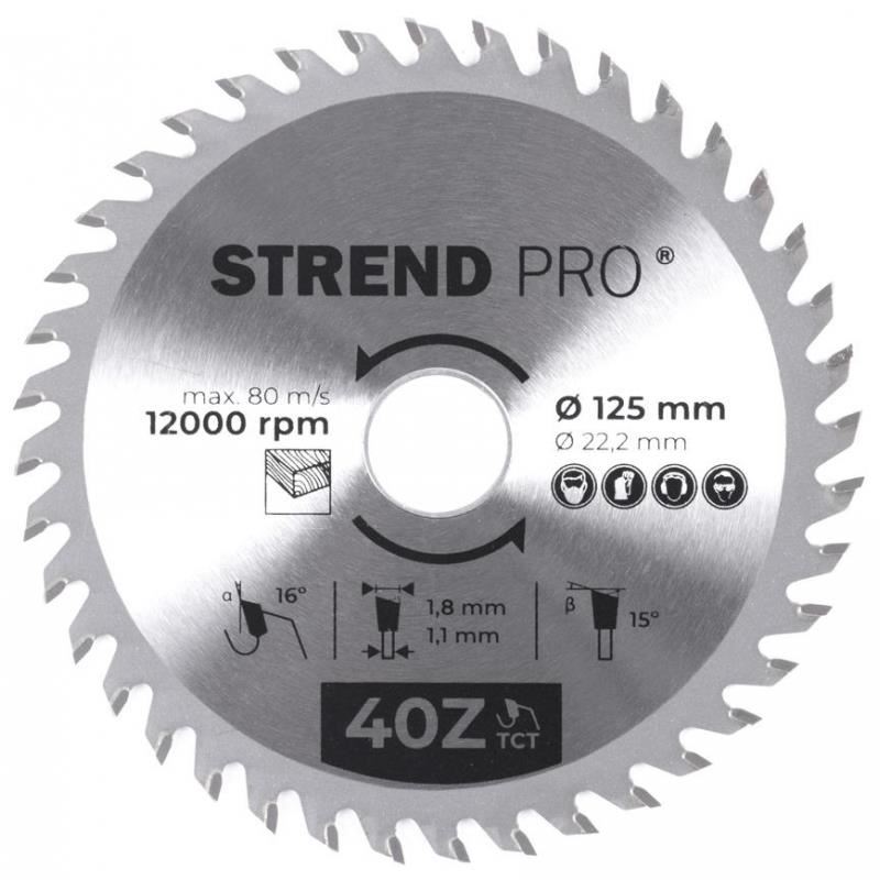 Disc circular, pentru lemn, 40 dinti, 125 mm, Strend Pro - Artool.ro