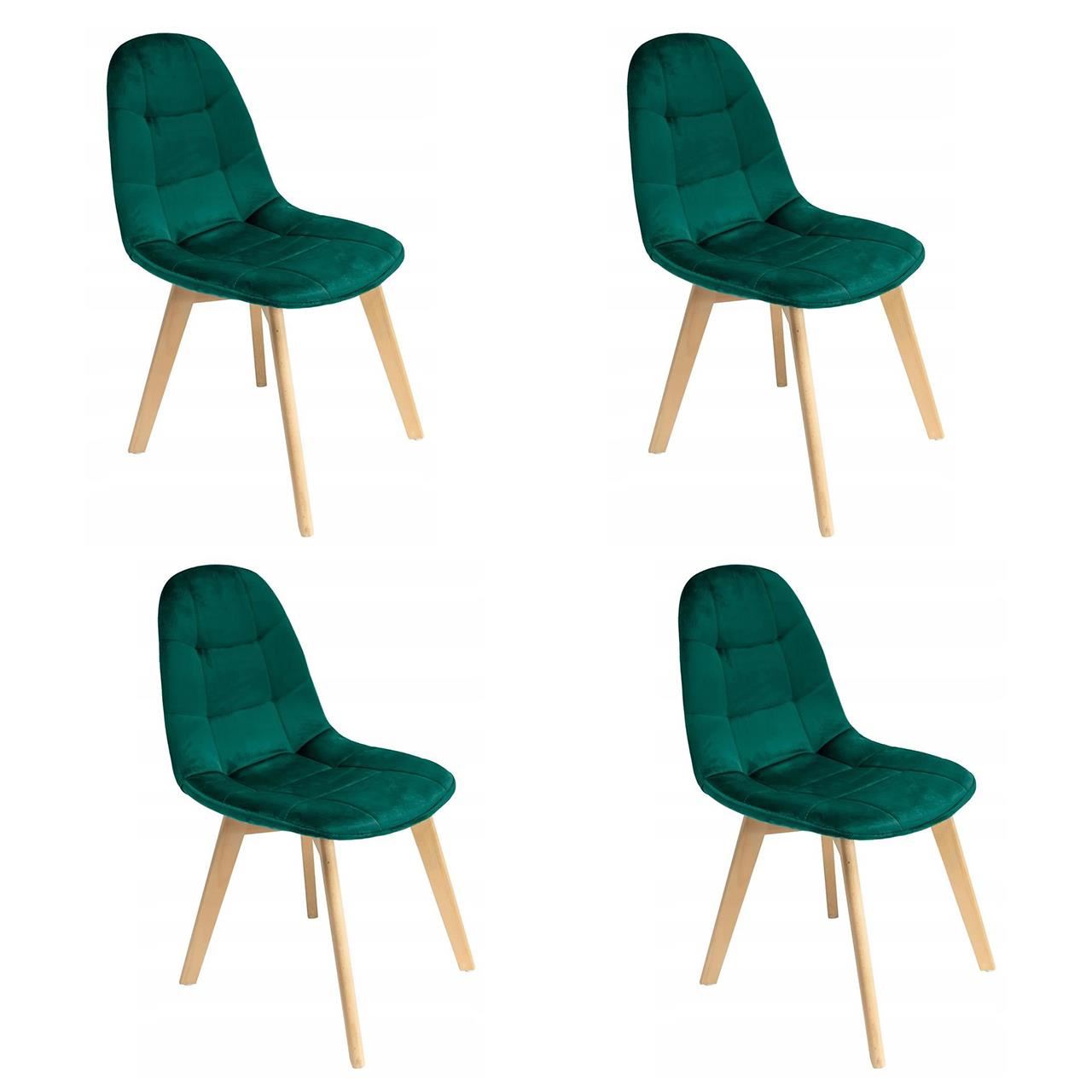 Scaune stil scandinav, catifea, verde inchis, set 4 buc, 46x50x73 cm ...