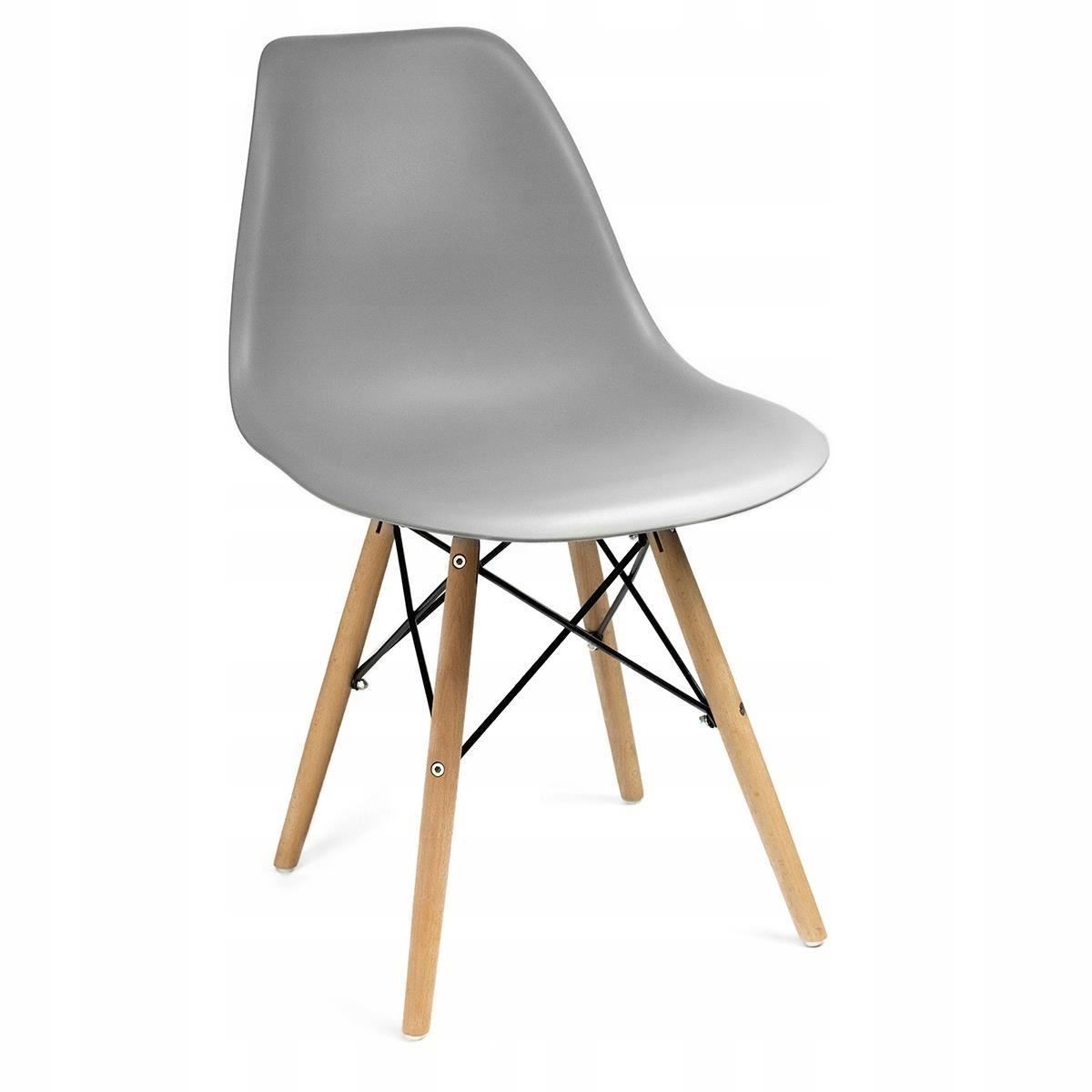 Scaun stil scandinav, plastic, lemn, gri, 46x52x81 cm, Eva - Artool.ro
