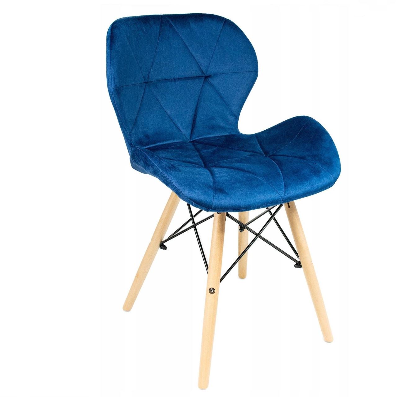 Scaun stil scandinav, catifea, lemn, albastru, 46x50x73 cm, Velvet ...