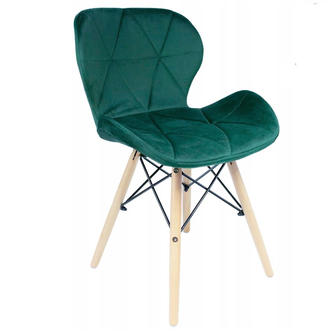 Scaun stil scandinav, catifea, lemn, verde, 46x50x73 cm, Velvet - Artool.ro