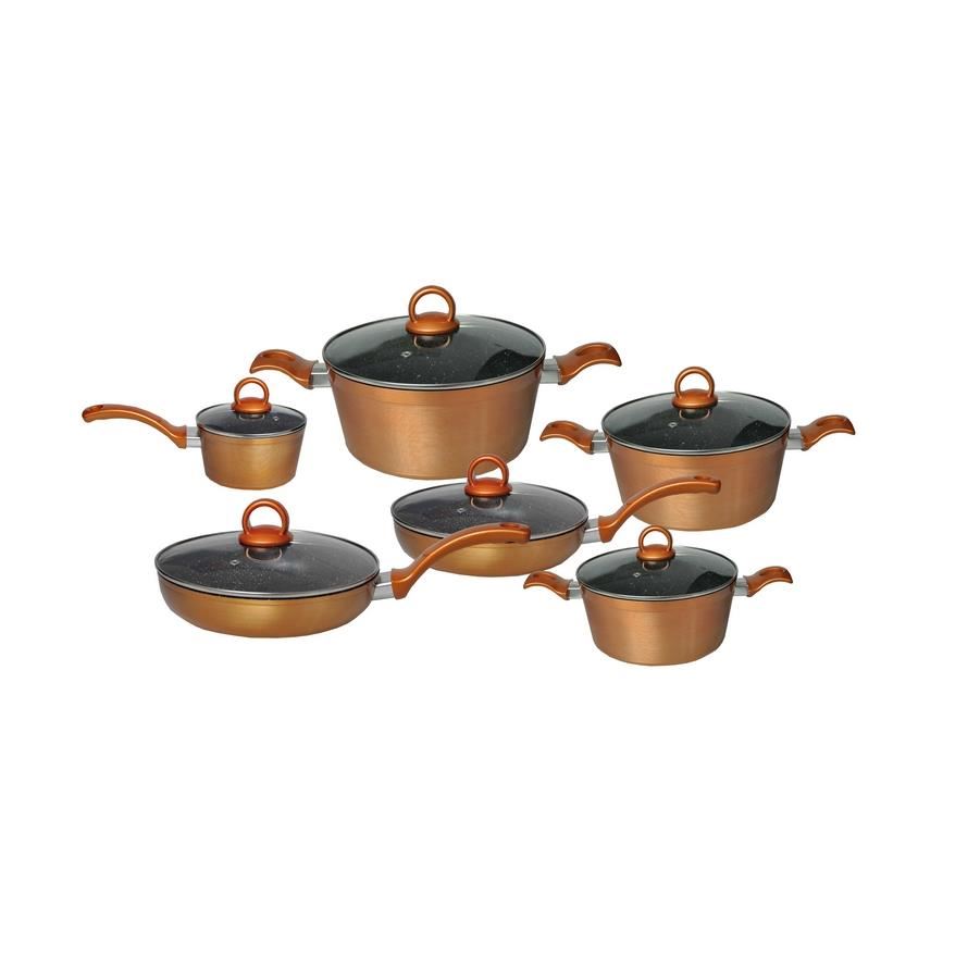 Oale cu capac, aluminiu, inox, culoare cupru, set 12 piese, Perfect ...