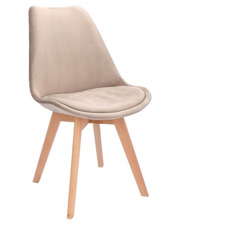 Scaun stil scandinav, lemn, catifea, bej, 49x60x82 cm, Bari - Artool.ro