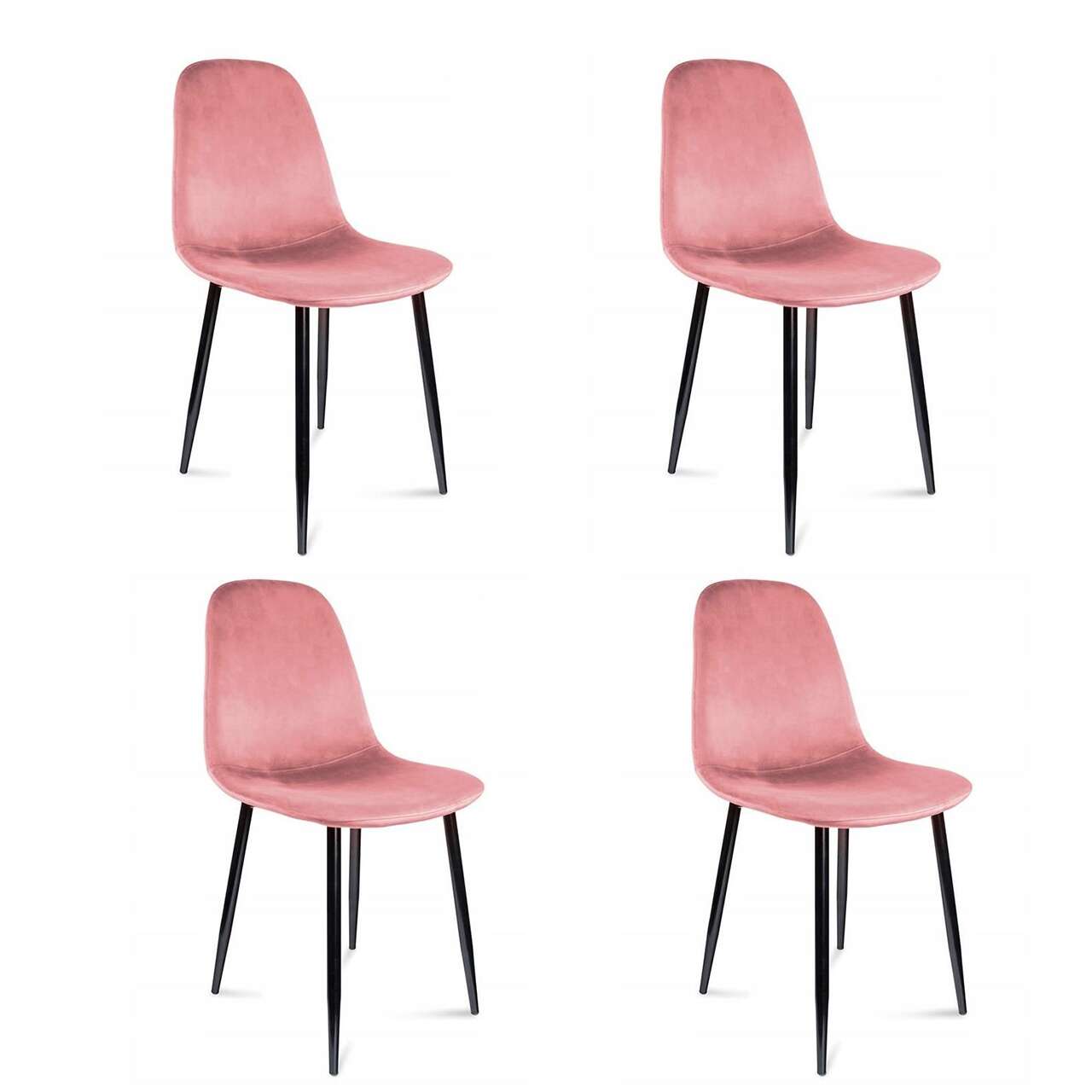 Scaune stil scandinav, catifea, model cusatura pe spate, roz si negru ...