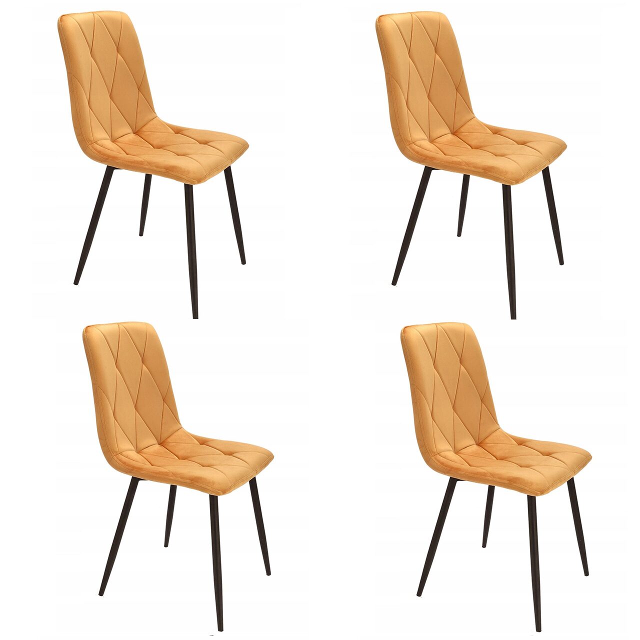 Set 4 scaune bucatarie/living, Jumi, Piado, catifea, metal, mustar si ...