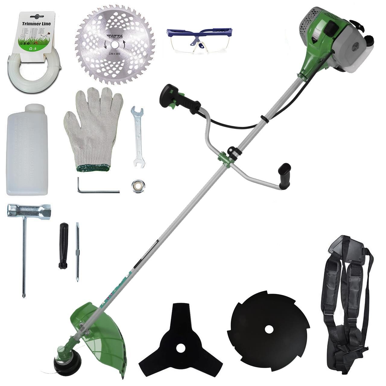 Motocoasa, trimmer, pentru tuns iarba, benzina, cu 9 accesorii, 1.2 kW ...