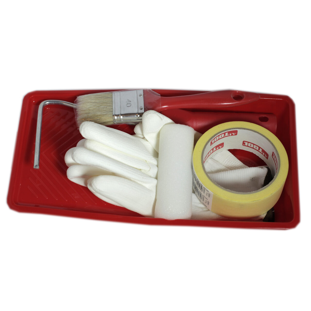 Set 6 accesorii pentru vopsit - rola burete, pensula, banda, manusi ...