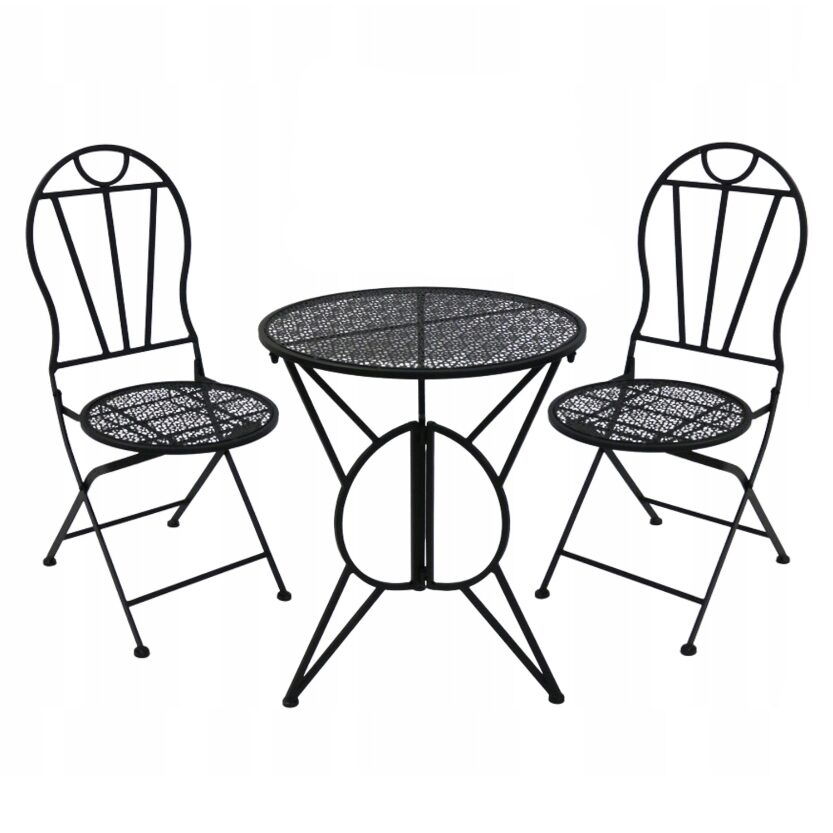 Set mobilier gradina/terasa, metal, negru, 1 masa, 2 scaune, Susan ...
