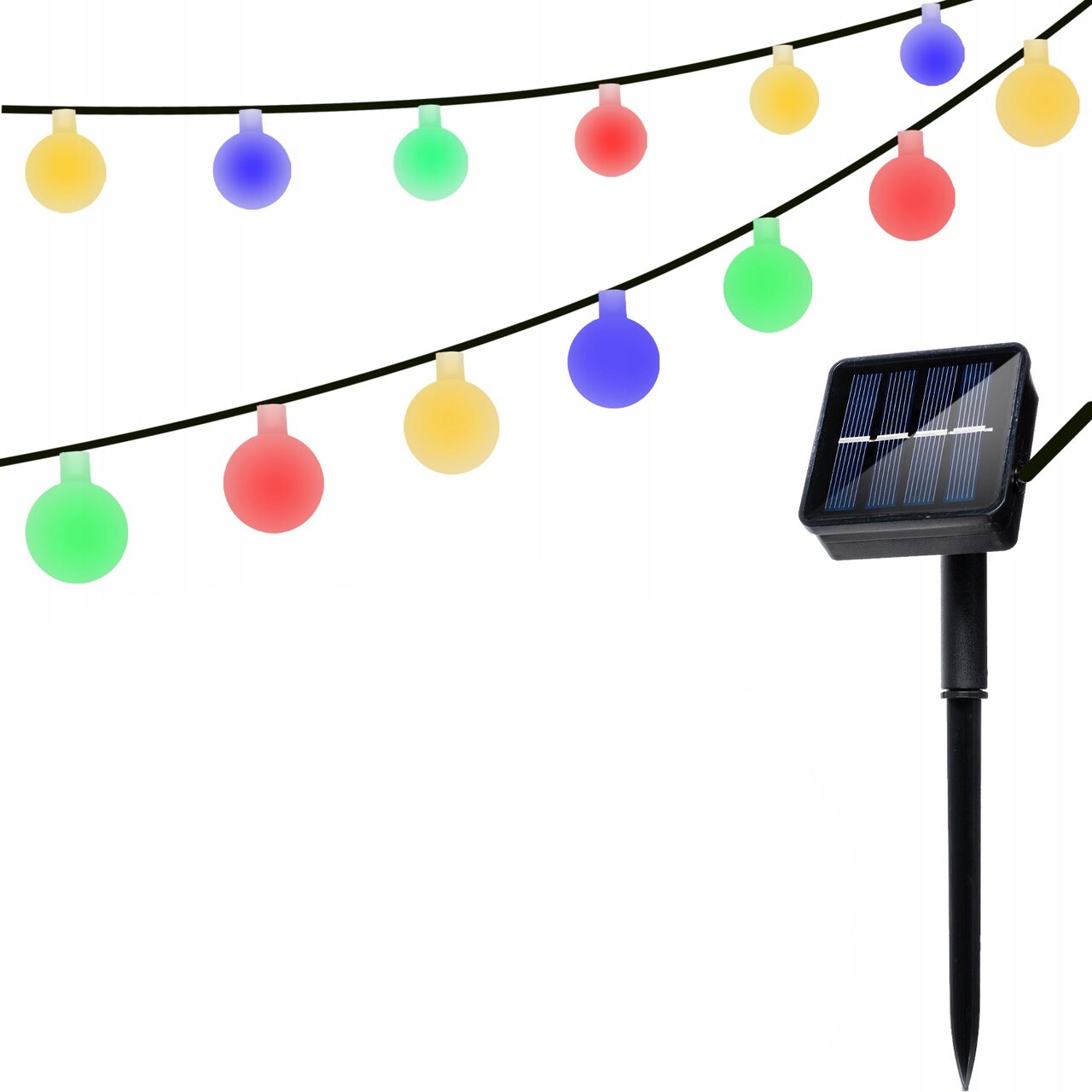 Ghirlanda solara tip sirag de becuri multicolore, 8 moduri iluminare ...
