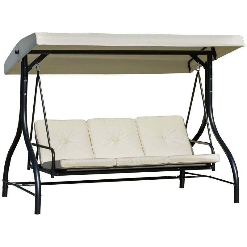 Balansoar gradina, 3 locuri, bej, 195x117x174 cm, functie pat, perne ...