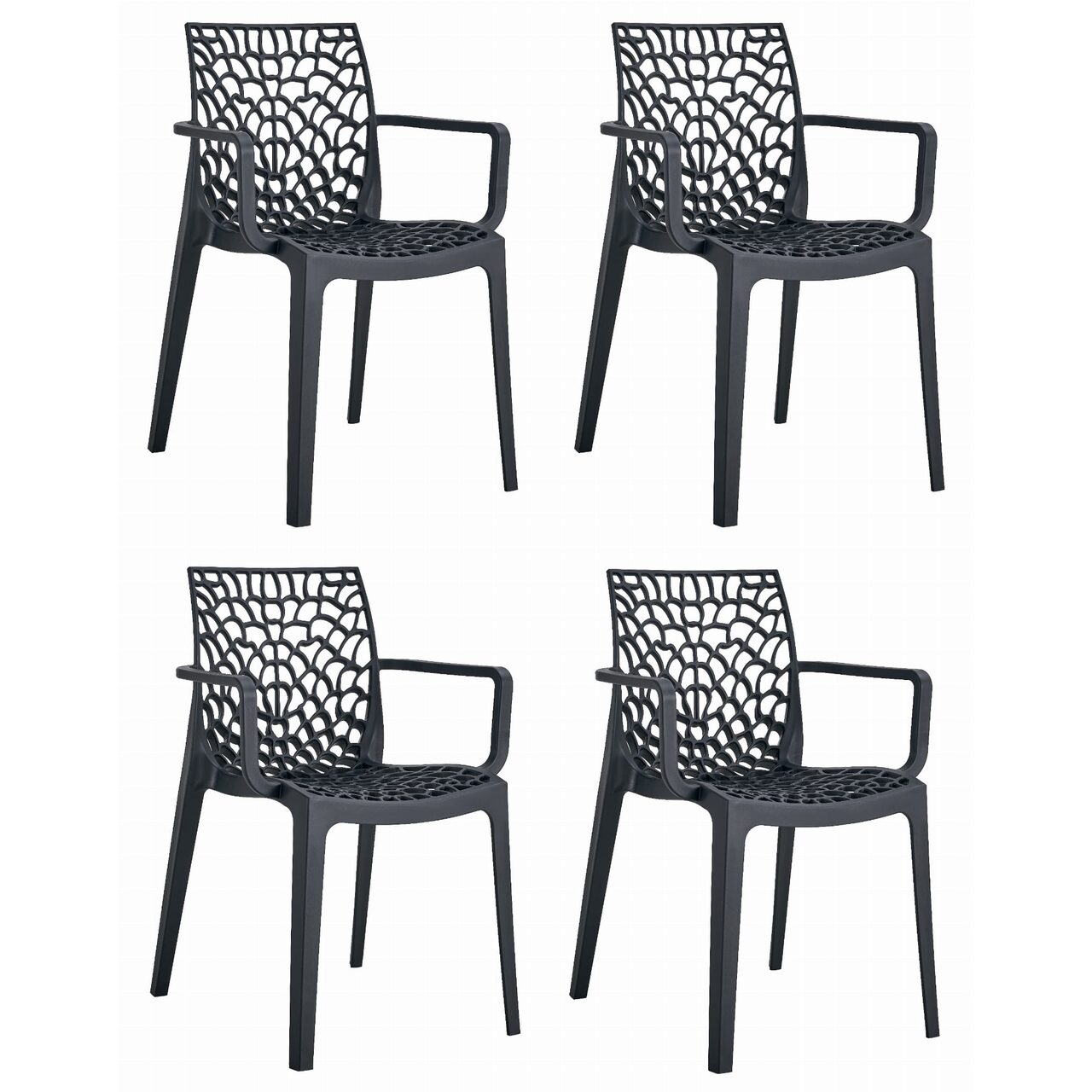 Set 4 scaune gradiana/terasa, Artool, Okin, PP, negru, 42x42x80 cm ...